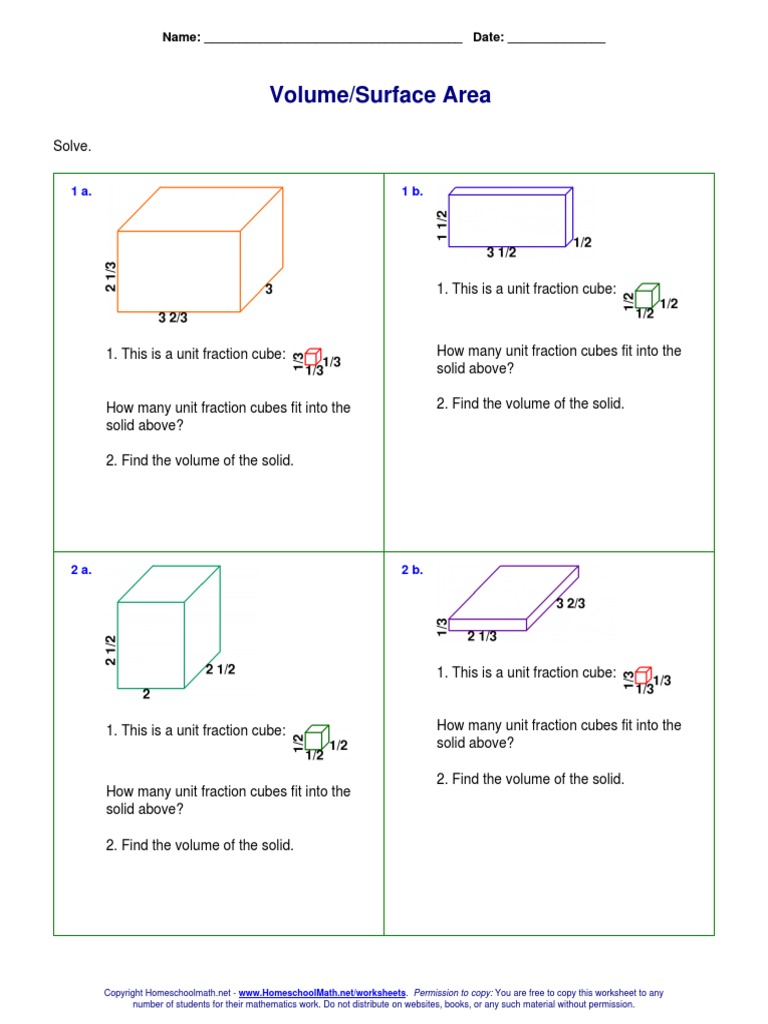 Volume Rectangular Prism Fractional Edge Lengths 1 | PDF | Volume ...