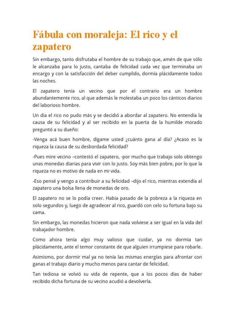 Fábula Con Moraleja | PDF | Felicidad
