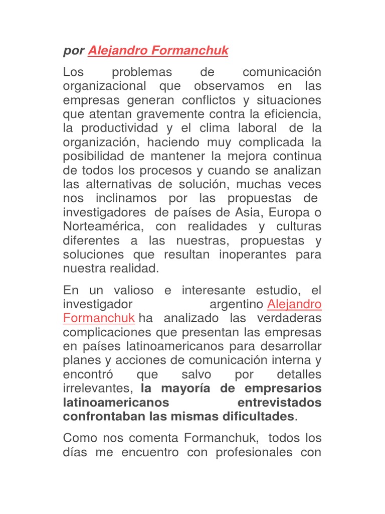 Alejandro Formanchuk Problemas de Comunicación | PDF | Comunicación | Science