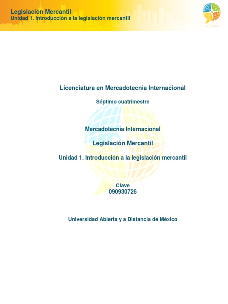 Legislación Mercantil-Unidad 1-Introduccion A La Legislacion Mercantil PDF | PDF | Comercio ...