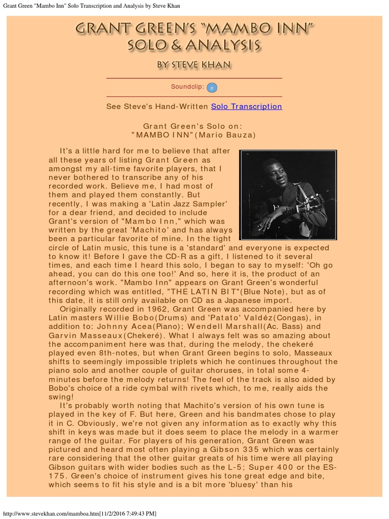 Grant Green Mambo Inn | PDF | Harmony | Minor Scale