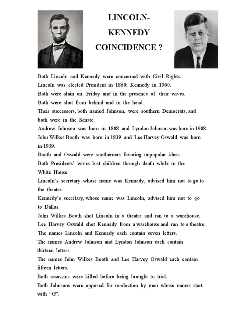 Lincoln-Kennedy Coincidences Explained | PDF