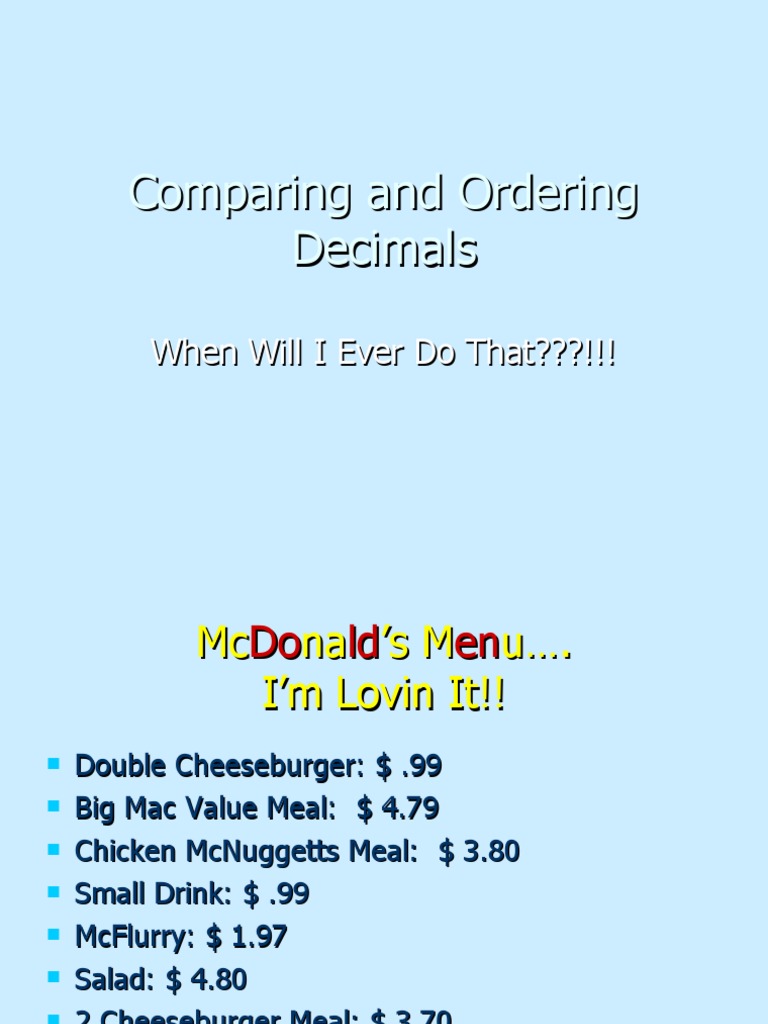 Comparing and Ordering Decimals Guide | PDF | Numbers | Decimal