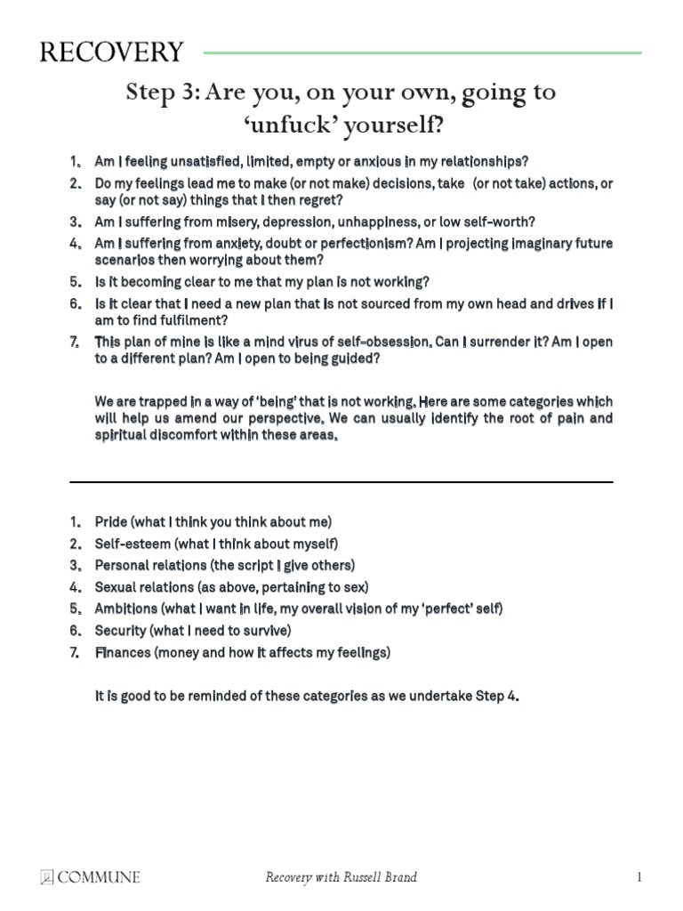 Step 3 Recovery Insights with Russell Brand | PDF | Career & Growth ...