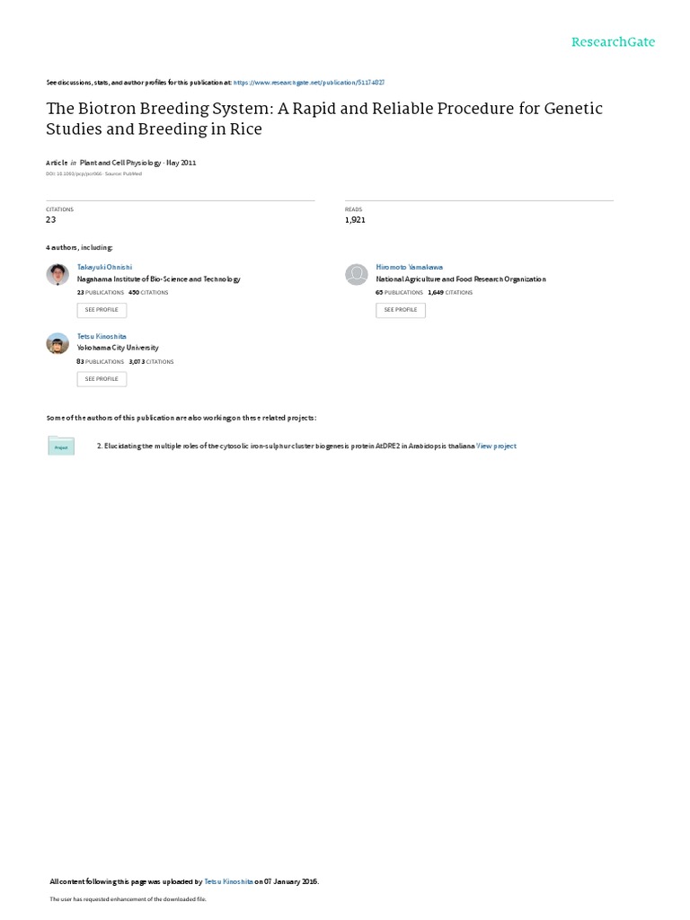 The Biotron Breeding System A Rapid and Reliable P PDF | PDF | Embryo ...