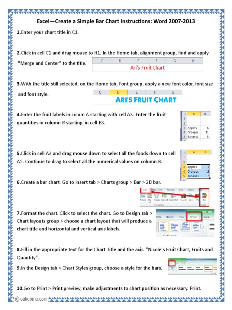 Excel Simple Bar Chart Instructions | PDF