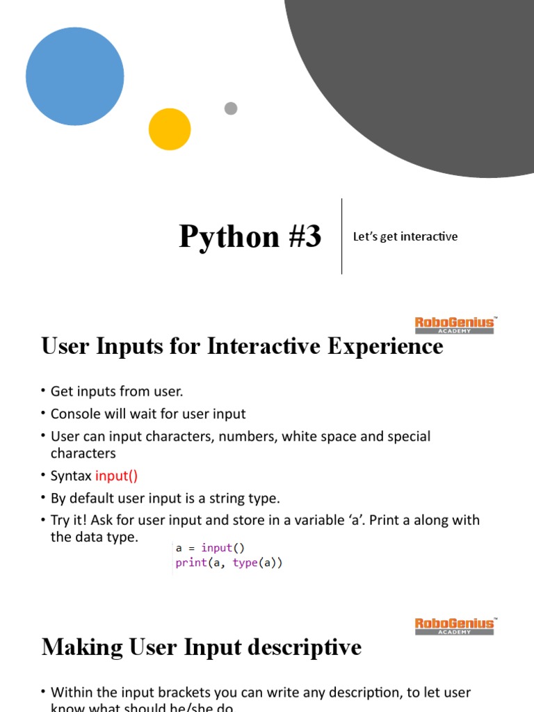 Python #3: Let's Get Interactive | PDF | Data Type | Integer (Computer ...