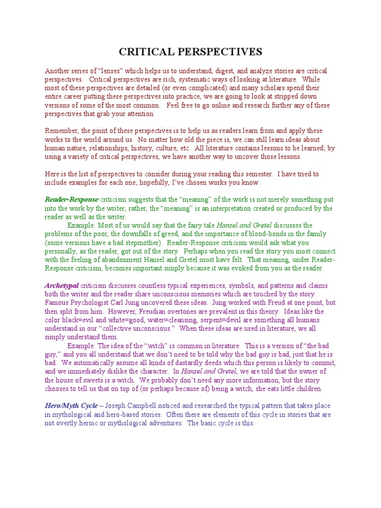 Critical Perspectives | PDF | Criticism | Unconscious Mind