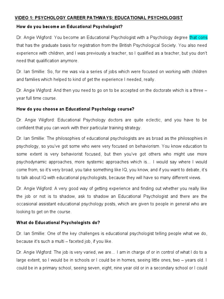 Psychology Career Pathways | PDF | Educational Psychology | Clinical ...