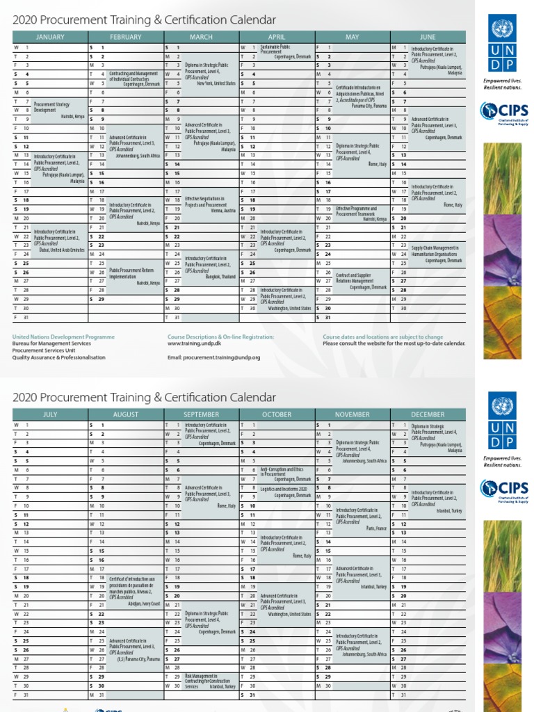UNDP Wall Calendar - 2020-v4 | PDF | Procurement | Supply Chain Management