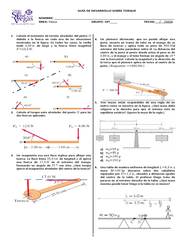 Guía de Desarrollo Sobre Torque | PDF | Eje | Cantidades fisicas