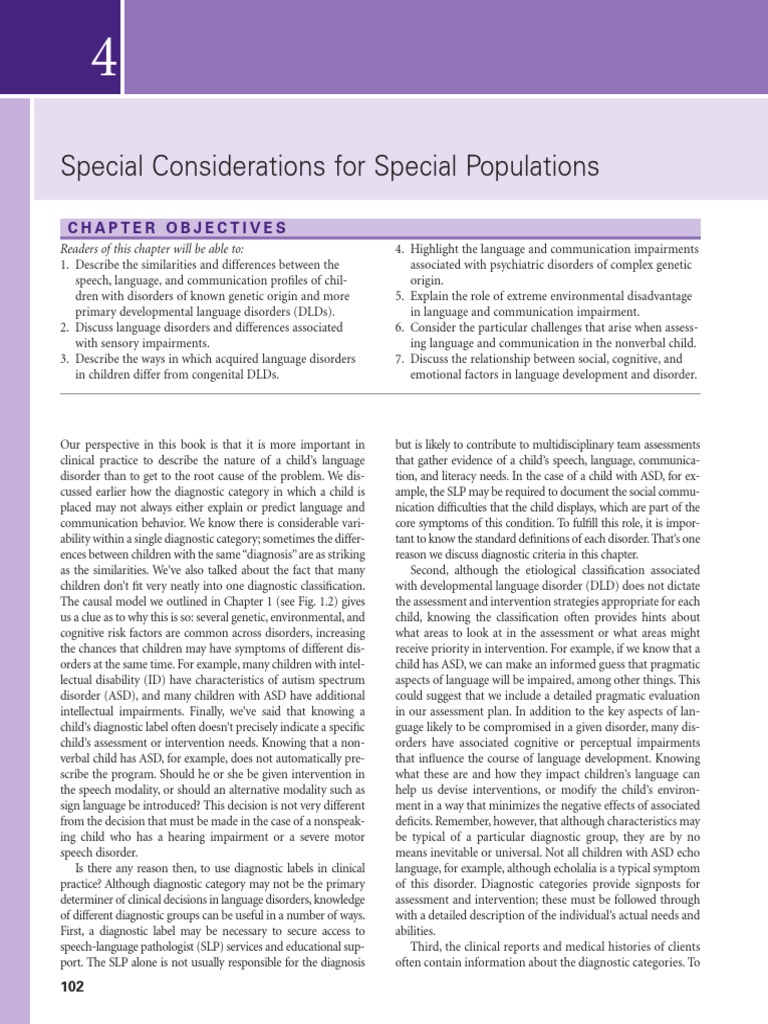 Special Considerations For Special Populations: Chapter Objectives ...
