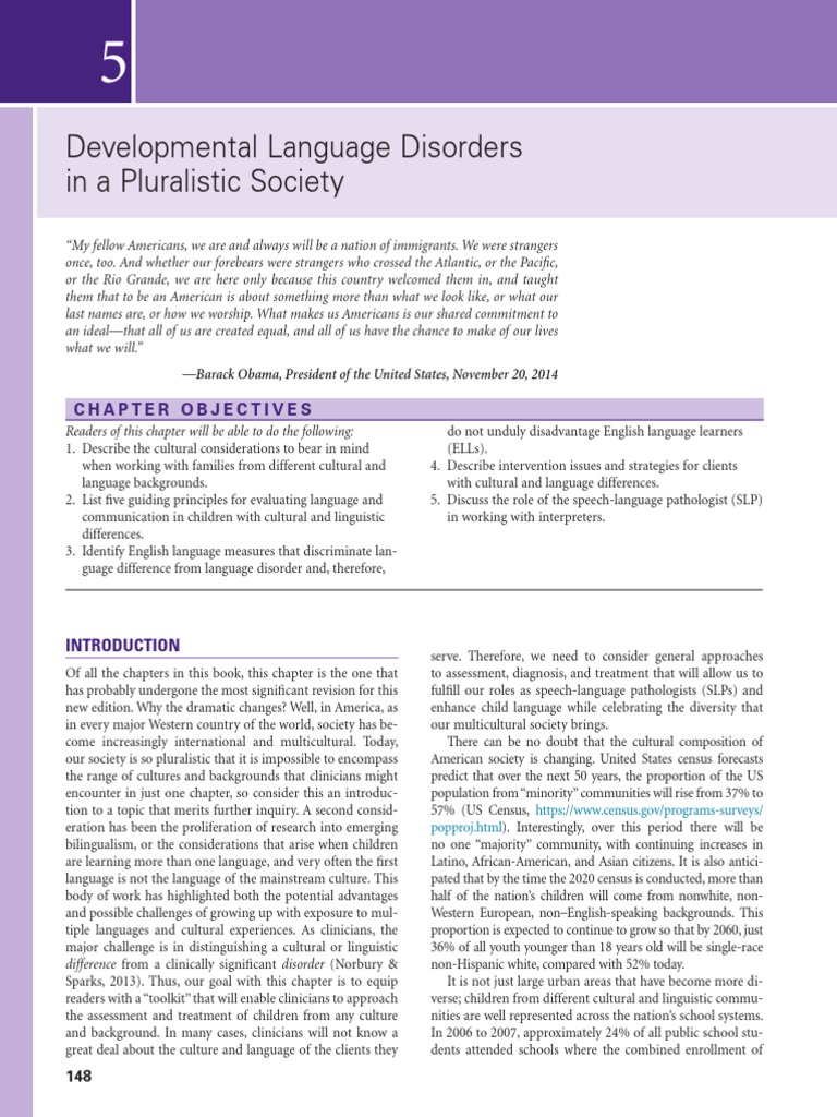 Developmental Language Disorders in A Pluralistic Society: Chapter ...