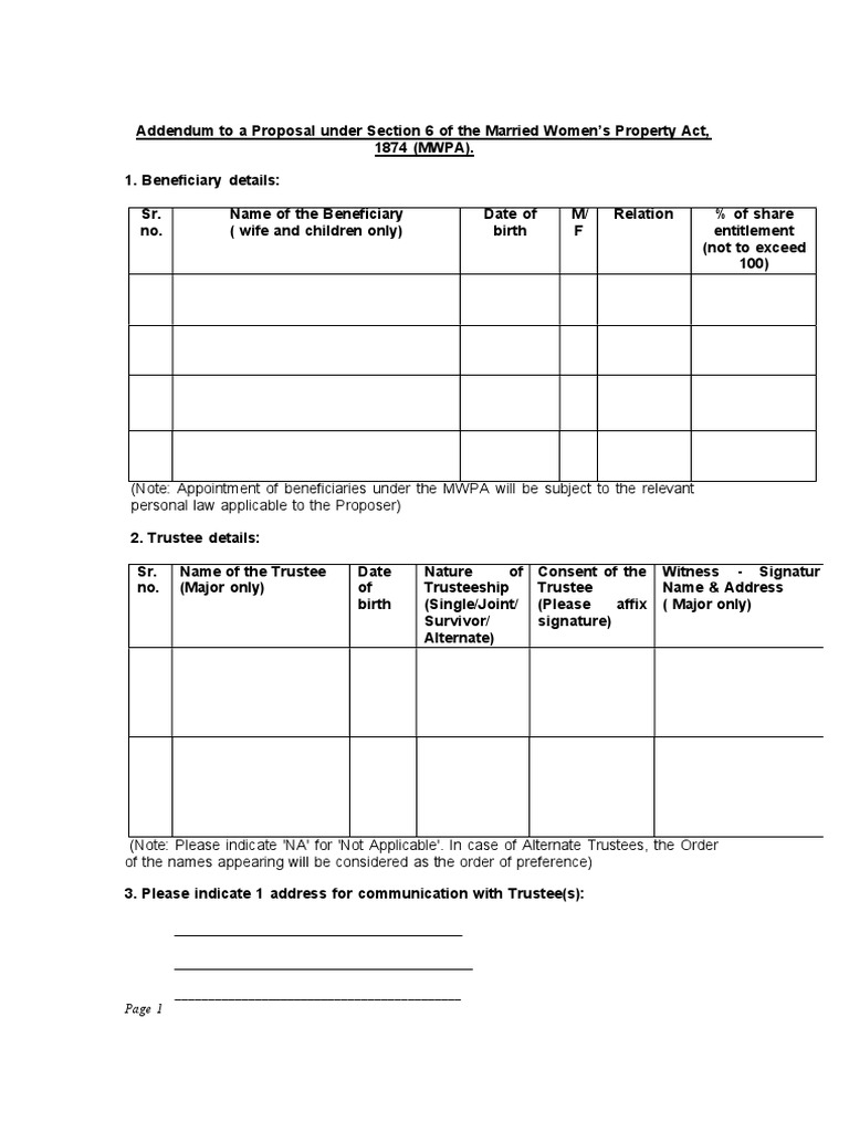MWPA Addendum | PDF | Trustee | Trust Law