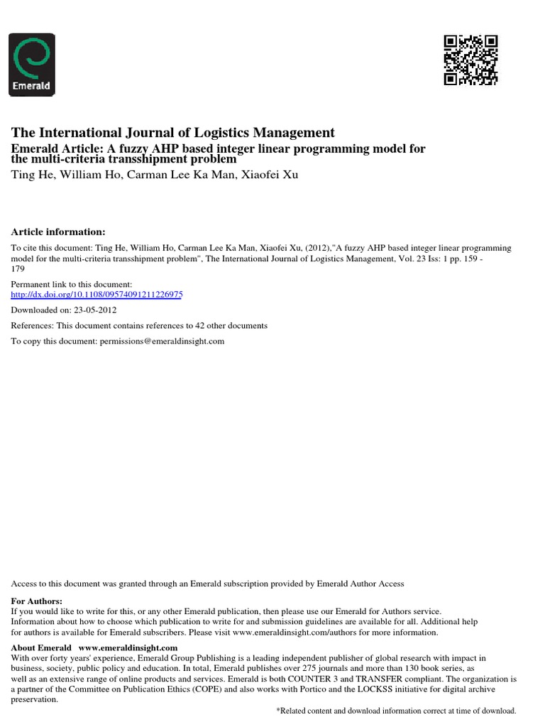 A Fuzzy Ahp Based Integer Linear Program Pdf Pdf Fuzzy Logic Mathematical Optimization