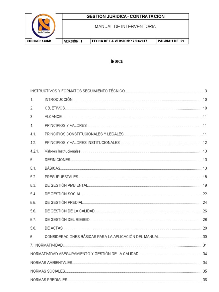 Manual de Interventoria INFICALDAS 2017 | PDF | Presupuesto | Economias