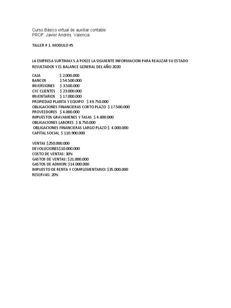 Taller #1 Modulo 5 | PDF