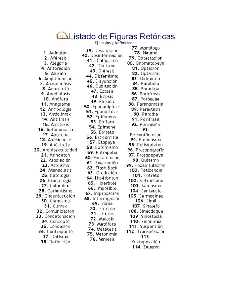 Listado de Figuras Retóricas | PDF | Figuras del lenguaje | Estilo (ficción)