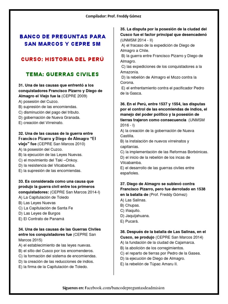 Recopilación de Exámenes de San Marcos Cepre San Marcos | PDF ...