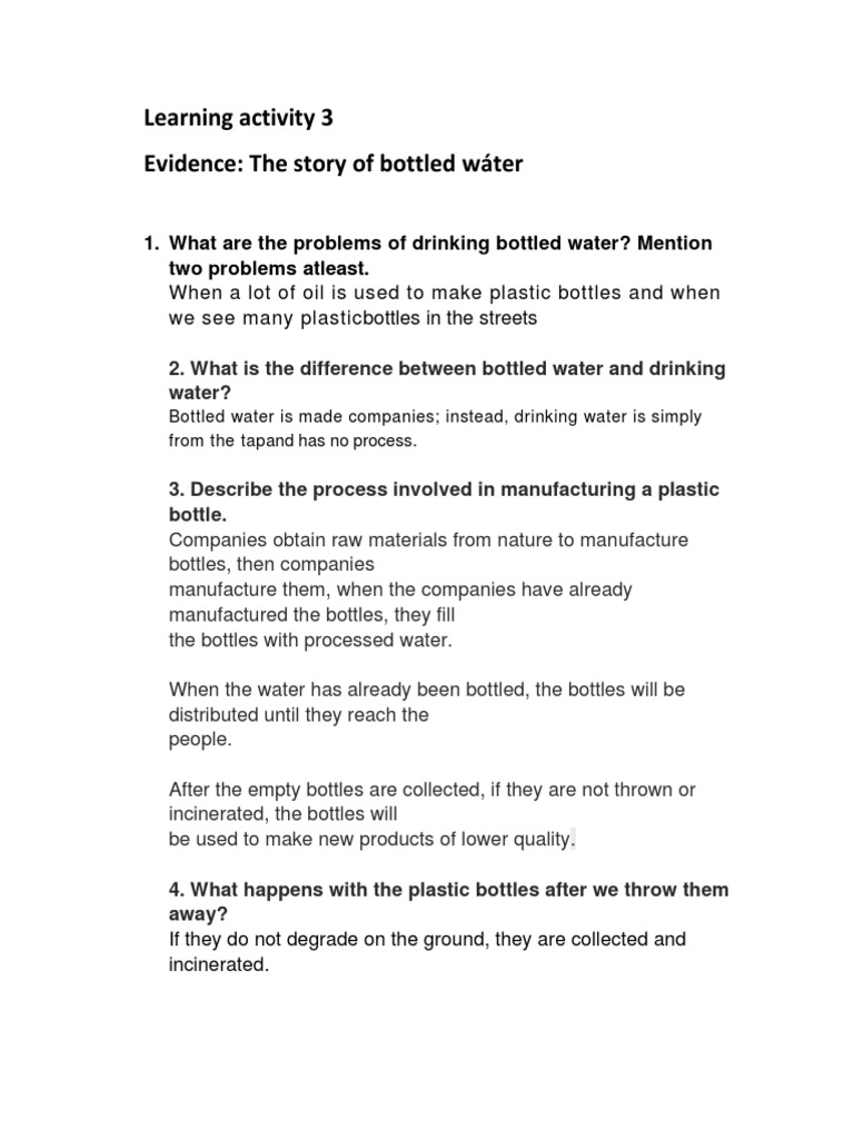 Learning Activity 3 Evidence: The Story of Bottled Wáter | PDF | Social ...