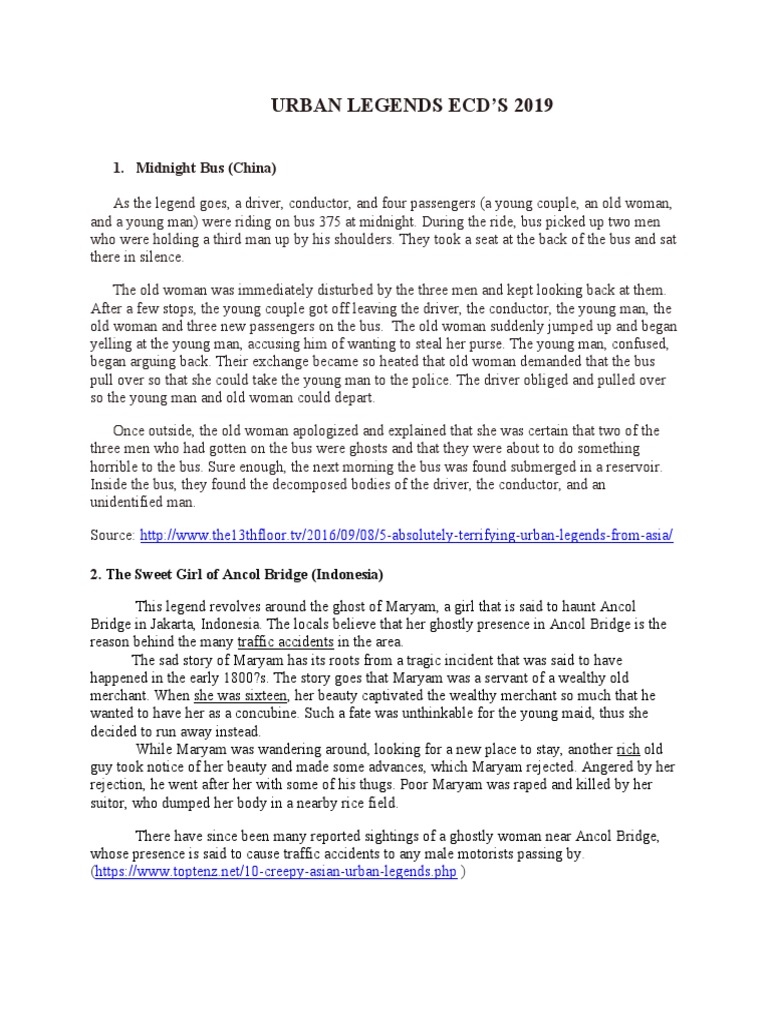 Story of Urban Legendss | PDF