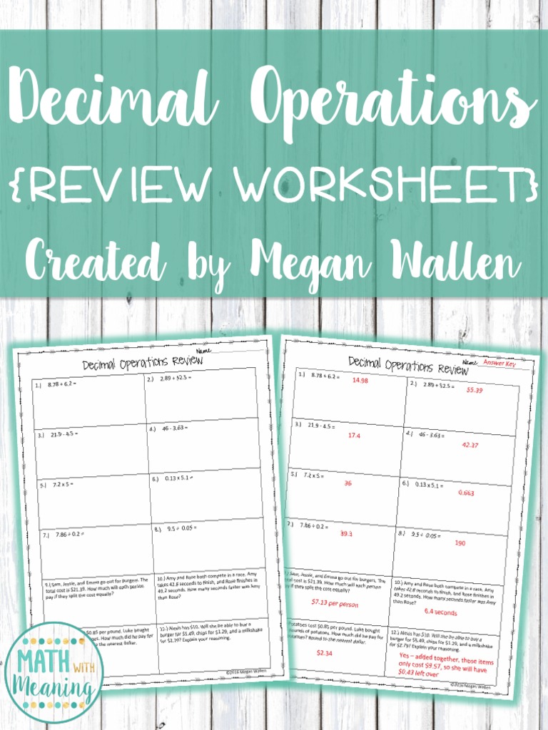 (Review Worksheet) : Ecimal Operations | PDF | Digital Millennium ...