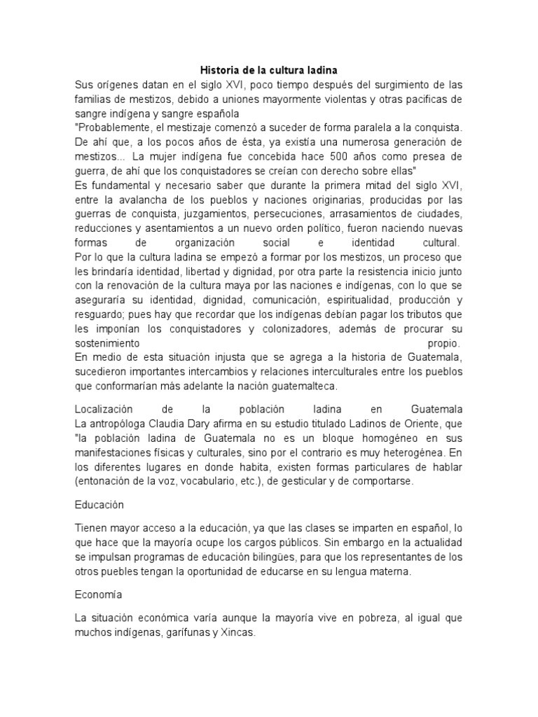 Historia de La Cultura Ladina | PDF | Métis | Guatemala