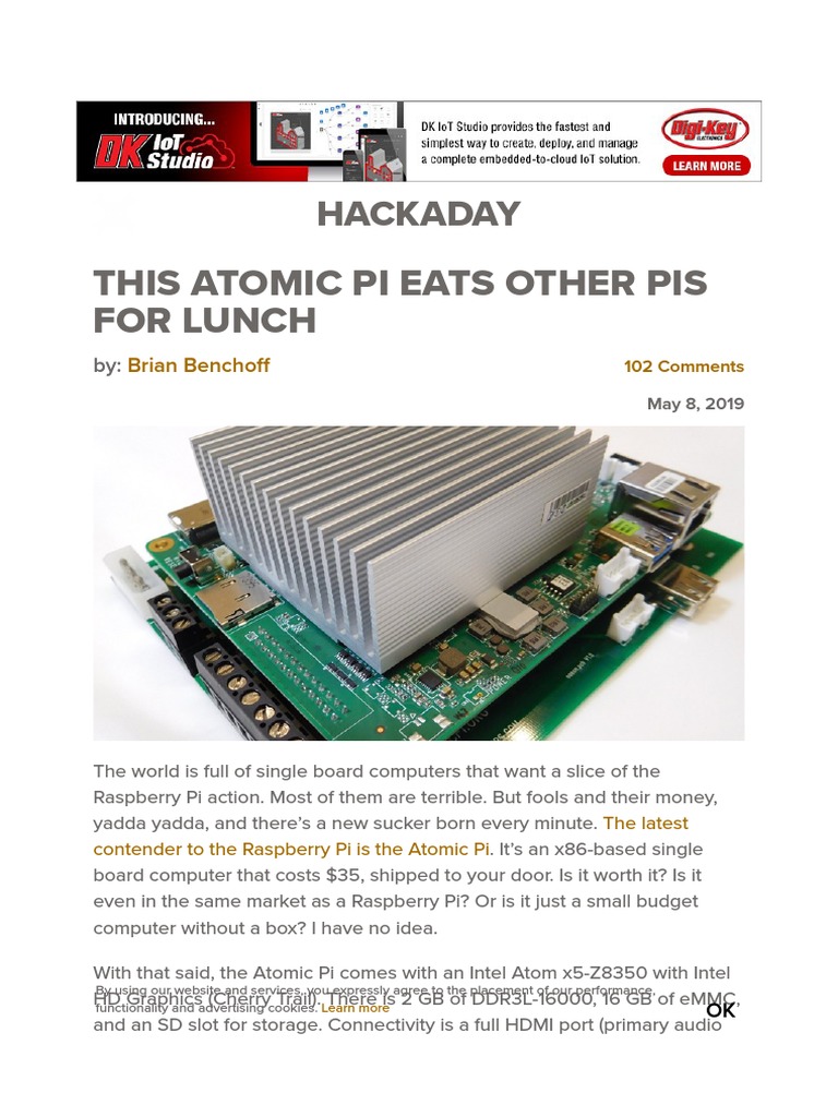 This Atomic Pi Eats Other Pis For Lunch: Hackaday | PDF | Linux | Intel