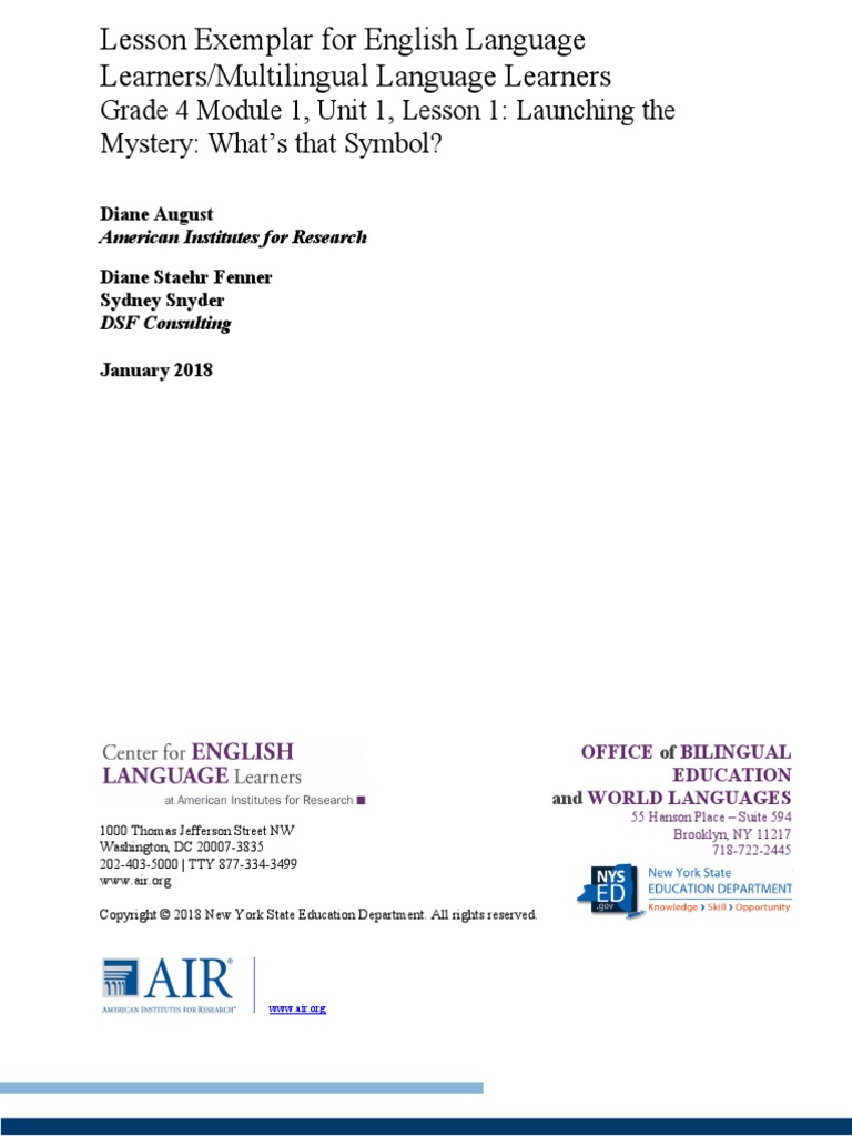 Grade 4 Module 1, Unit 1, Lesson 1: Launching The Mystery: What's That ...