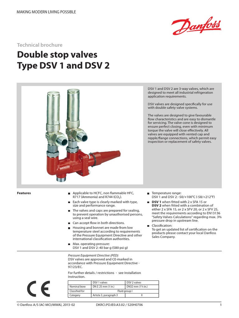 Double Stop Valves Type DSV 1 and DSV 2: Technical Brochure | PDF ...