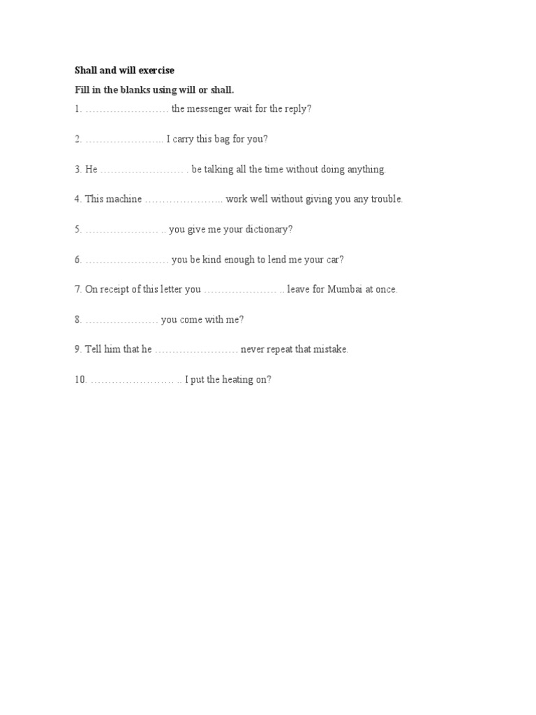 Shall and Will Exercise | PDF