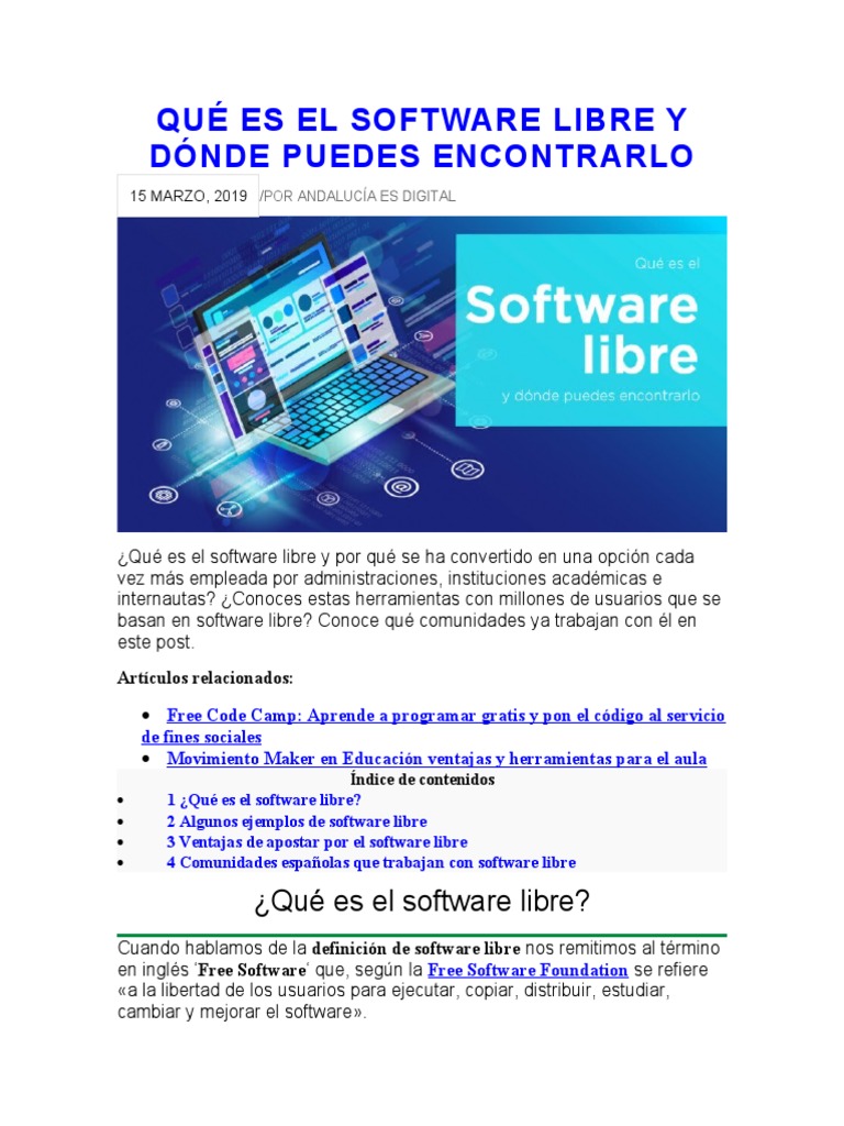 Qué Es El Software Libre y Dónde Puedes Encontrarlo | PDF | Software ...