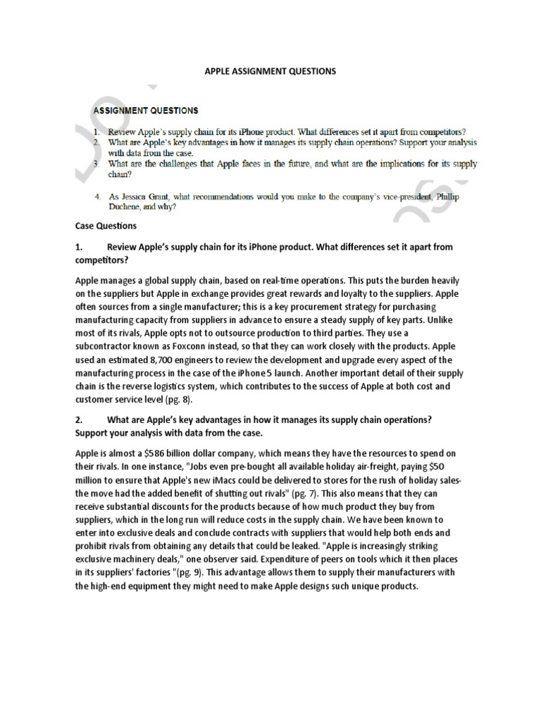 Apple Assignment | Download Free PDF | Supply Chain | Apple Inc.