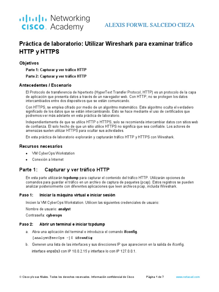 4.6.6.5 Lab - Using Wireshark To Examine HTTP and HTTPS Traffic | PDF | Protocolo de ...