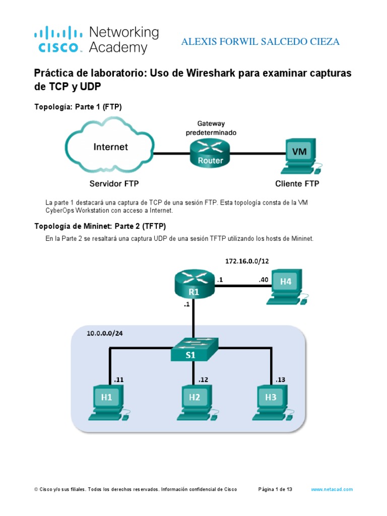 4.6.4.3 Lab - Using Wireshark To Examine TCP and UDP Captures PDF | PDF | Protocolo de Control ...
