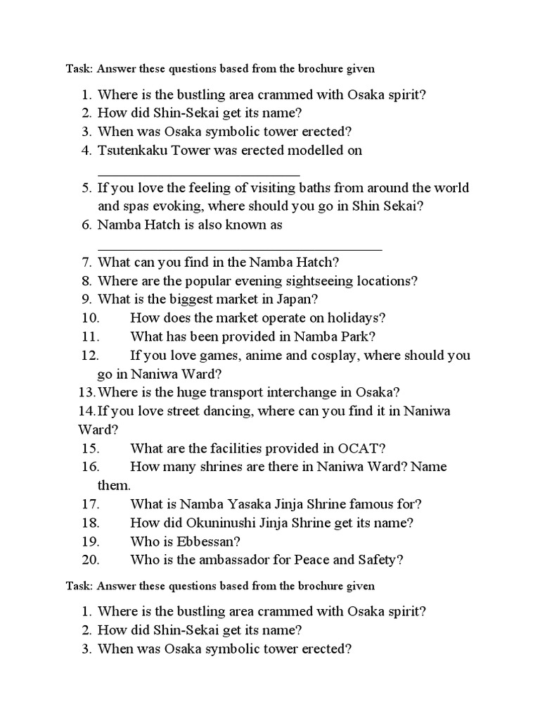 Task: Answer These Questions Based From The Brochure Given | PDF