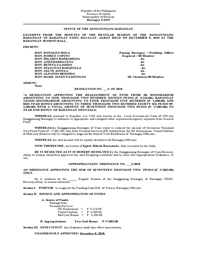 Brgy Resolution Als Realignment - NAHAPUNAN YDF | PDF | Government ...