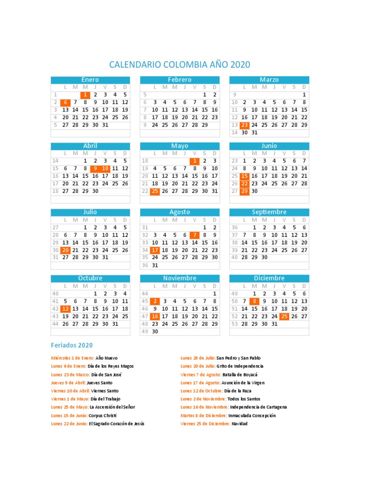 Calendario Colombia 2020 | PDF | Violencia