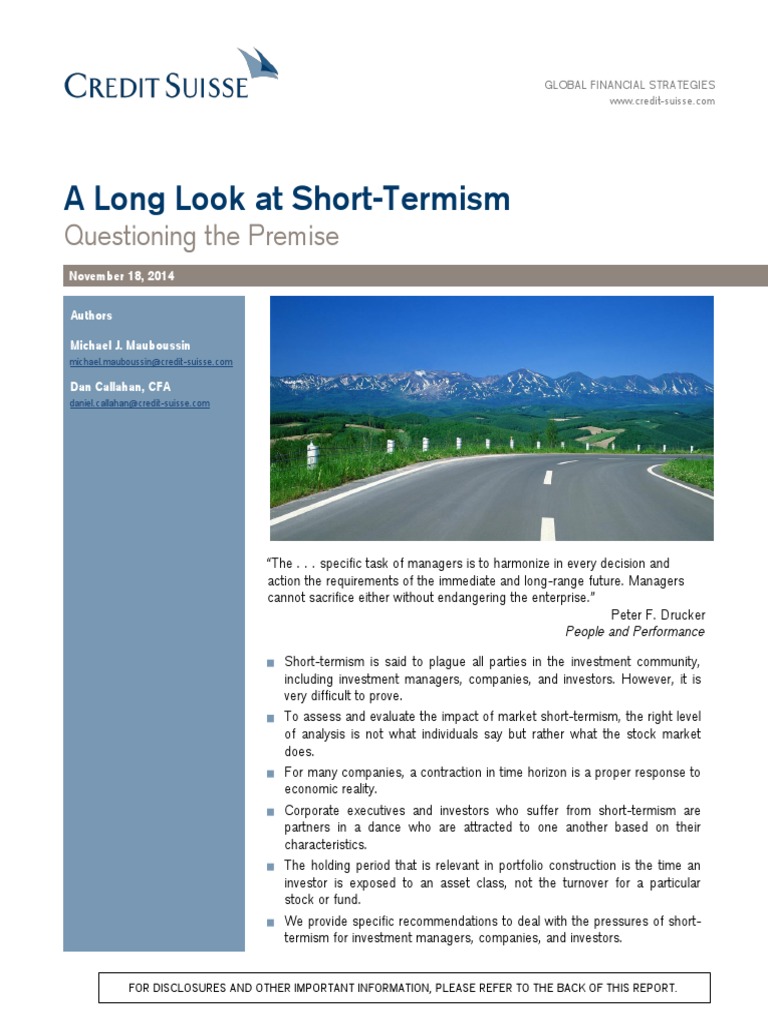 2014.11.18 - A Long Look at Short-Termism - Questioning The Premise | PDF | Investment ...