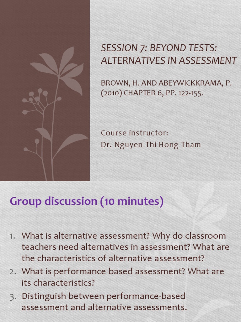 Session 7 - Beyond Tests - Alternatives in Assessment | PDF ...