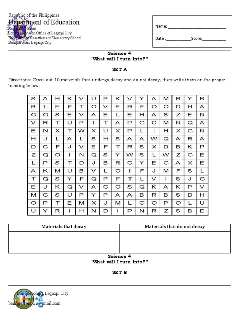Science 4: Decay vs. Non-Decay Materials | PDF | Industrial Processes ...