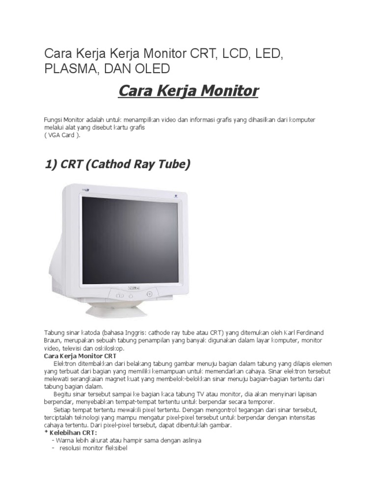 Cara Kerja Kerja Monitor CRT, LCD Led Lasma. Dan OLED | PDF
