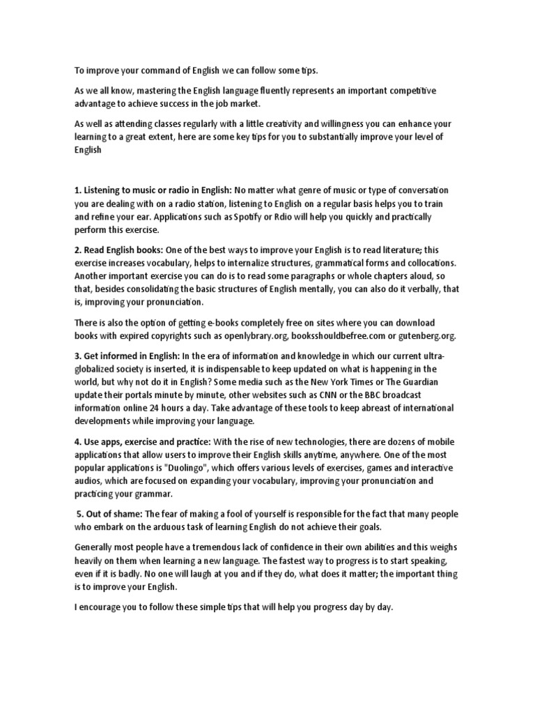 How Can I Improve My Command of English | PDF | English Language ...