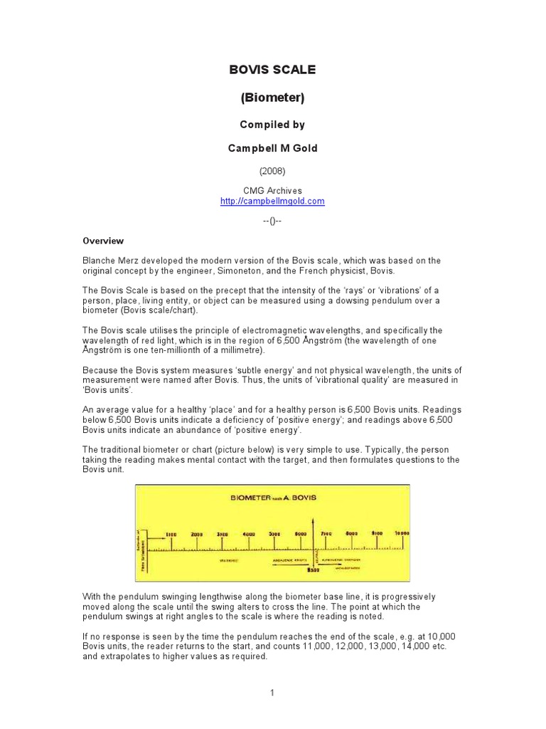 Bovis Scale (Biometer) : Compiled by Campbell M Gold | PDF | Angstrom | Wavelength