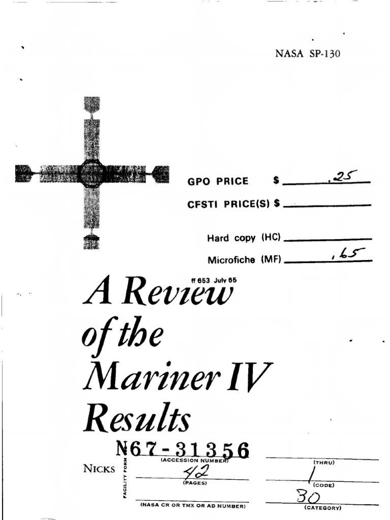 A Review of The Mariner IV Results | PDF | Mariner Program | Mars