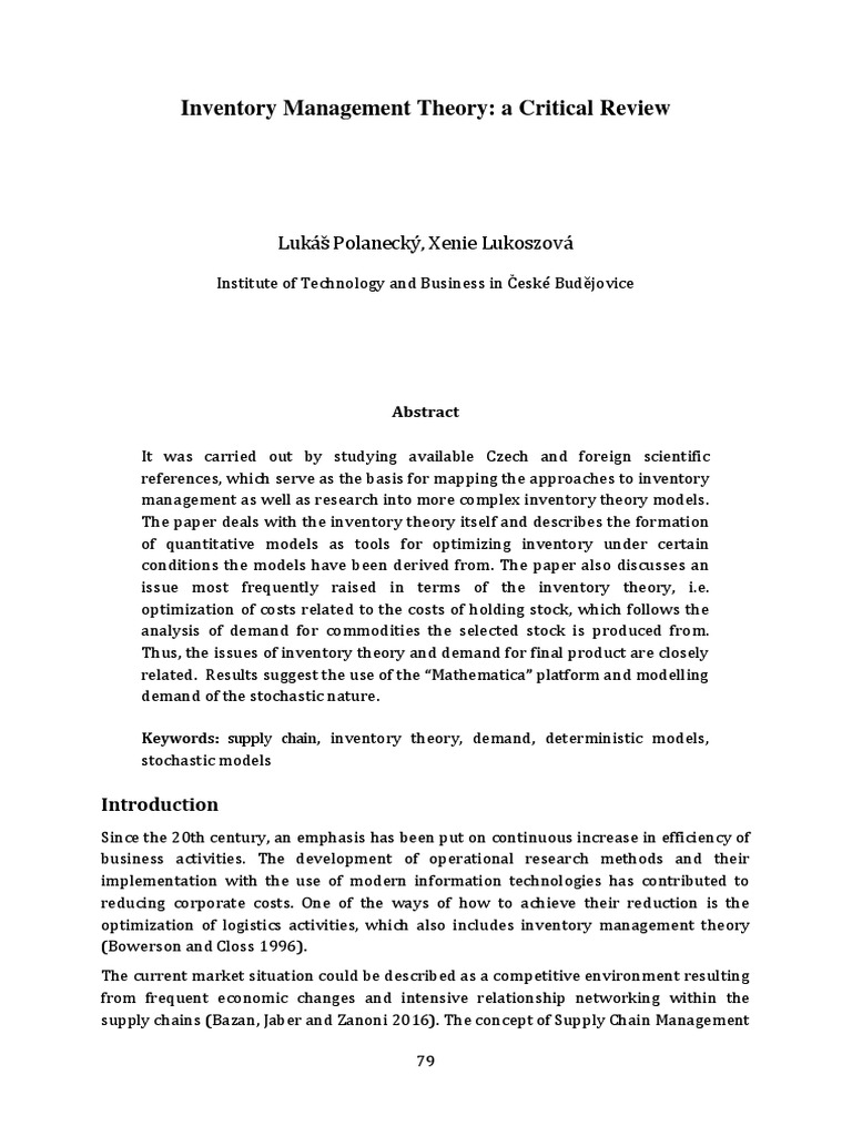 Inventory Management for Academics | PDF | Supply (Economics) | Inventory