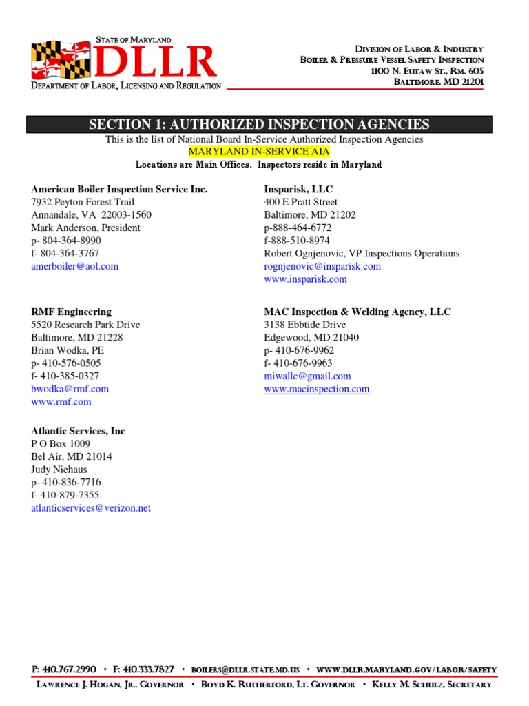Section 1: Authorized Inspection Agencies | Download Free PDF ...