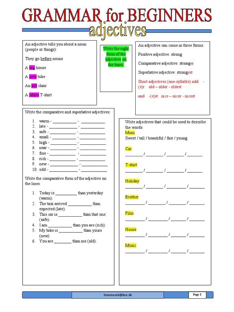 Grammar For Beginners - Adjectives | PDF | Adjective | Human Communication