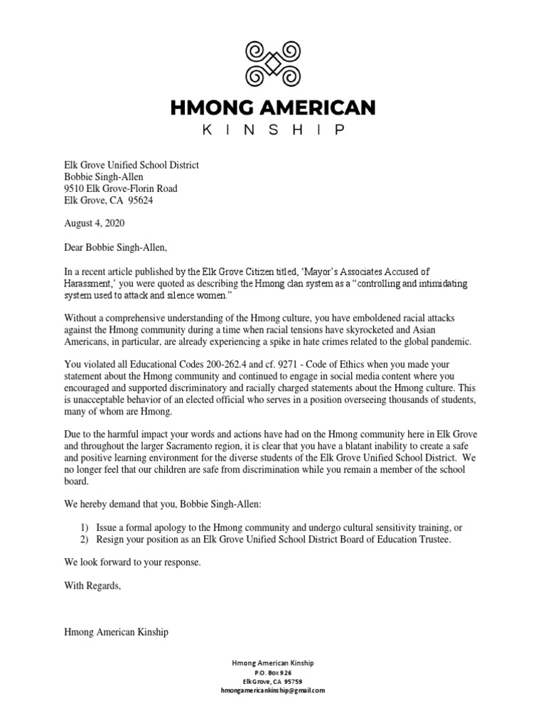 Hmong Kinship Response to School Board Statement | PDF