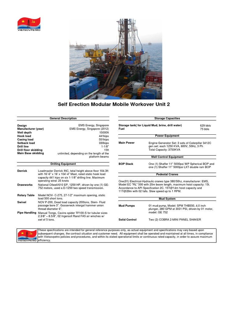 Short MODU Specs of MMWU2 | PDF | Crane (Machine) | Machines